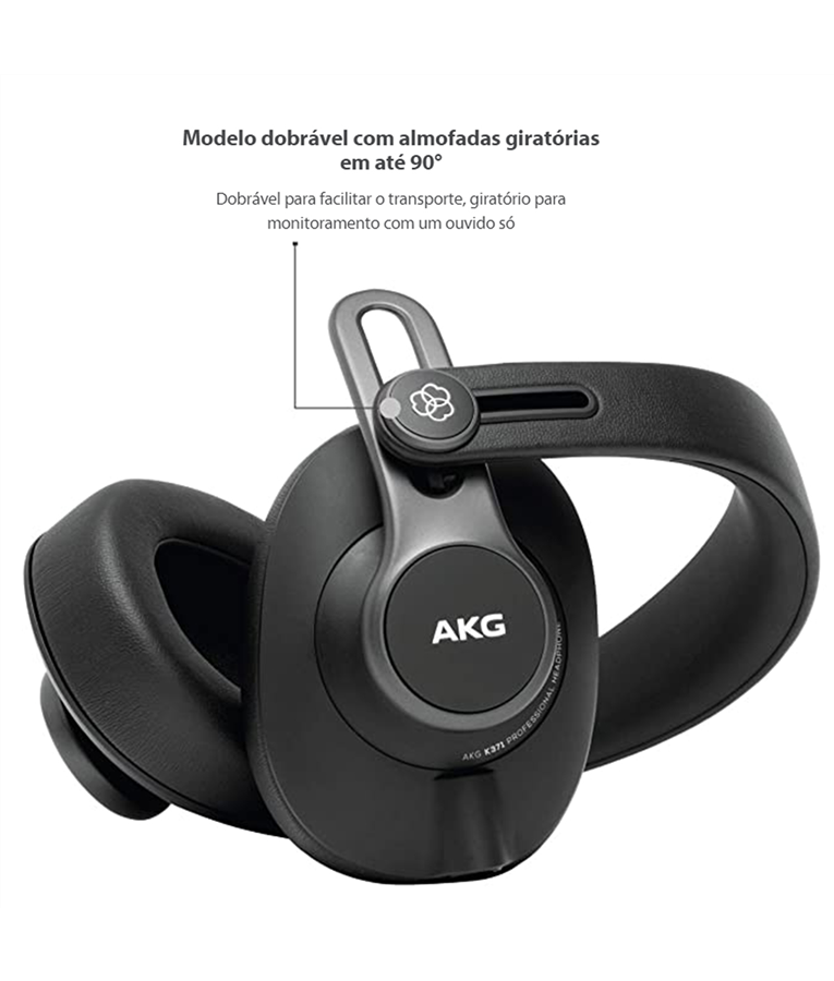 Fone Ouvido Profissional Akg K361 Headphone Preto Estúdio Monitor Retorno Produtor DJ - MG Som BH