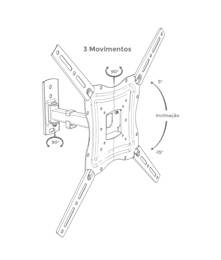 Suporte Tv Lcd Led Bi Articulado 26 a 60 Polegadas Aquário SAV-3400 ...