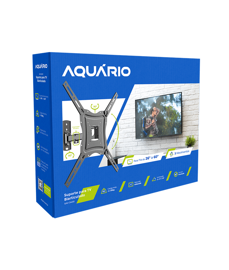 Suporte Tv Lcd Led Bi Articulado 26 a 60 Polegadas Aquário SAV-3400 ...