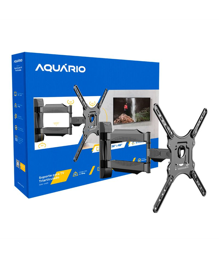 Suporte TV Tri Articulado Braço Longo 50cm 26 a 65 Polegadas Sav-4401 ...